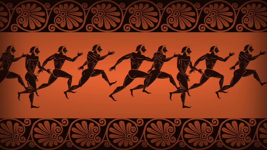 Ancient Greek Runners With Olympic Flame Animation Stockvideos ...
