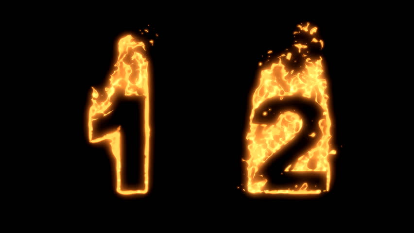 Stock video of flaming alphabet. numbers 1 and 2 | 2602109 | Shutterstock
