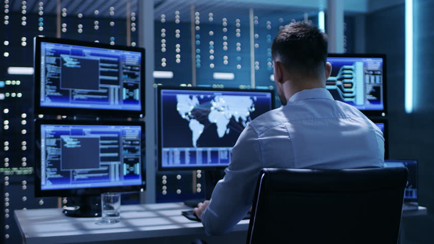 Back View of Technical Controller Stock Footage Video (100% Royalty ...