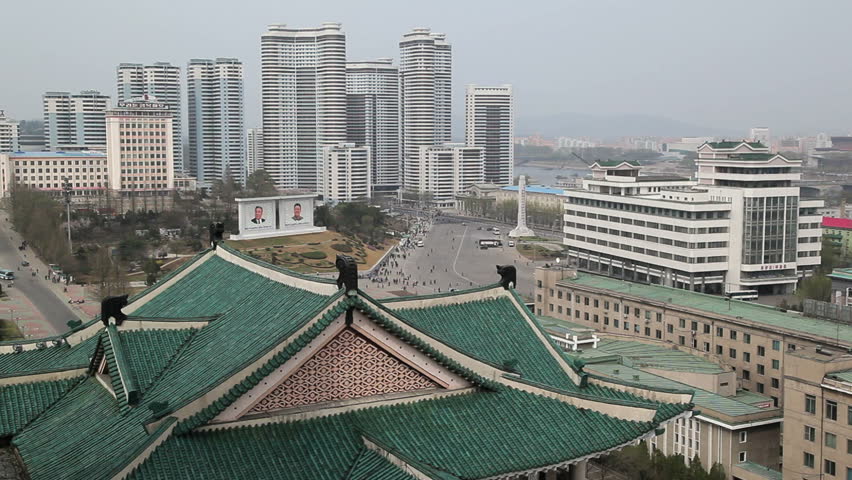 Pyongyang, New Modern Buildings In The Centre Of Pyongyang Colourfully ...