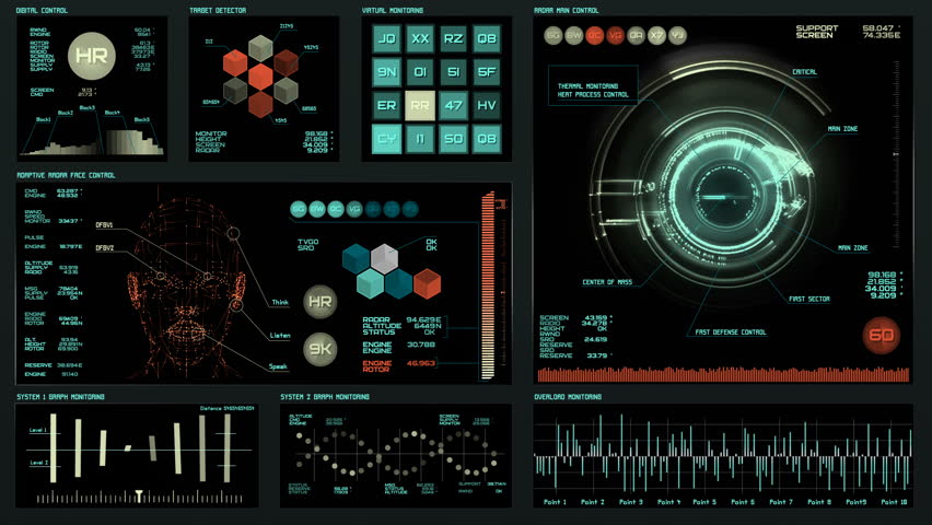 Radar GUI Screen. Computer Generated Seamless Loop Technology Motion ...