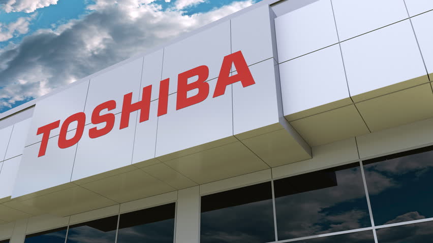 Outdoor Signage Board With Toshiba Corporation Logo. Modern Office ...