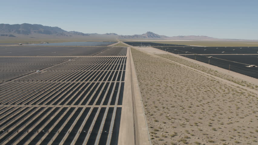 Aerial View Solar Panels Harvesting Clean Energy From The Sun, Las ...