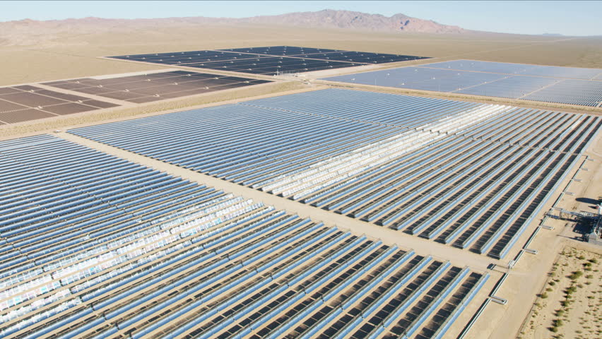 Aerial Desert View Photovoltaic Solar Stock Footage Video (100% Royalty ...