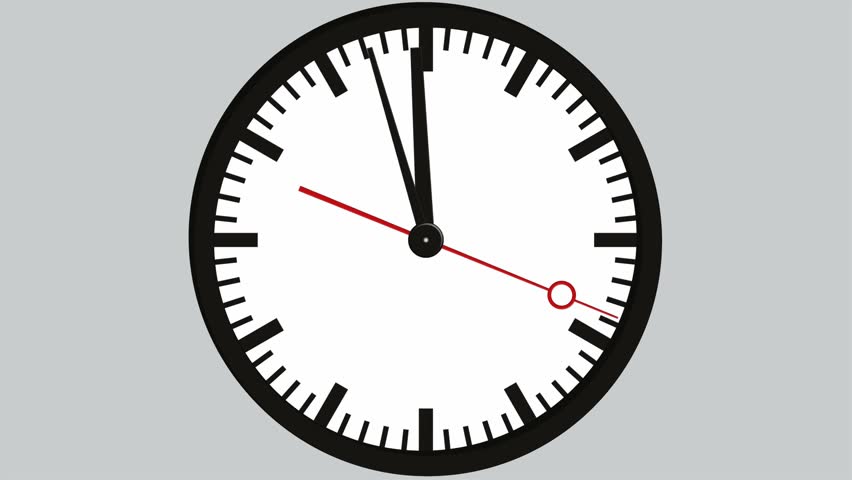 Animated Clock Showing The Five Minutes To Twelve In Time Lapse Stock ...