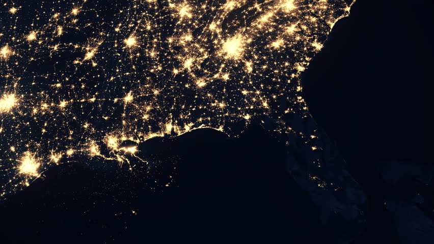 Power Outage / City Blackout / Earth Globe / Earth From Space. Massive ...
