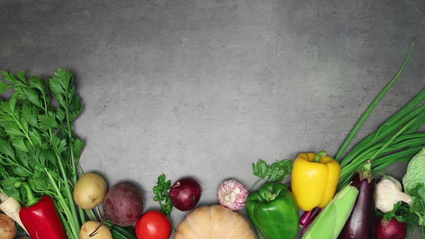 Moving Vegetables On Kitchen Table, Harvest Background - Stop Motion ...