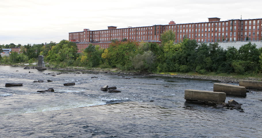 Stock Video Clip of View of Merrimack River in Manchester, New ...