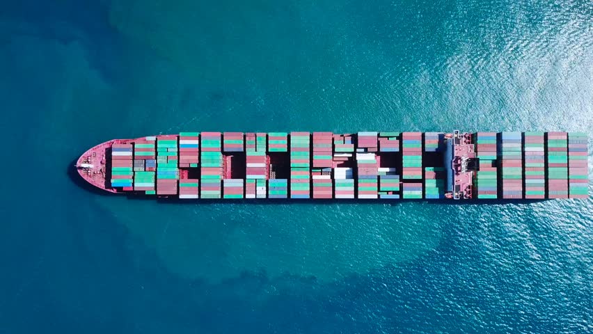 Ultra Large Container Vessel (ULCV) At Sea - Aerial Footage Stock ...