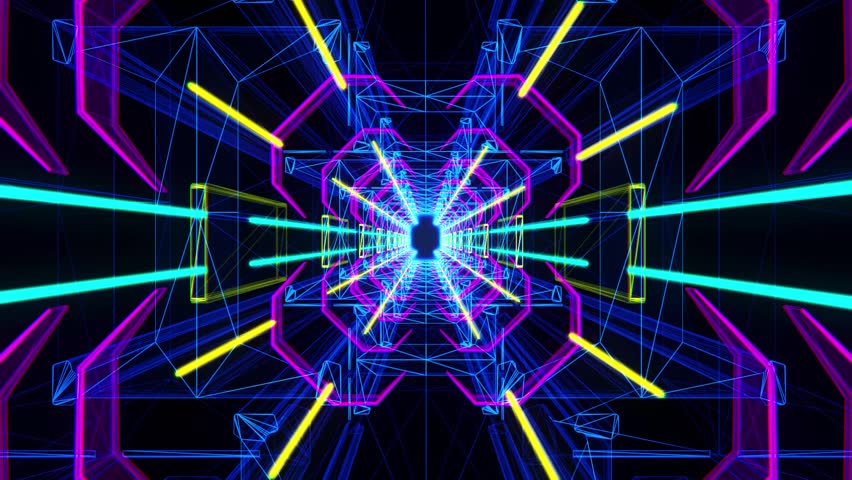 Seamlessly Looping Background Animation Of Techno Tunnels Made Of Light ...
