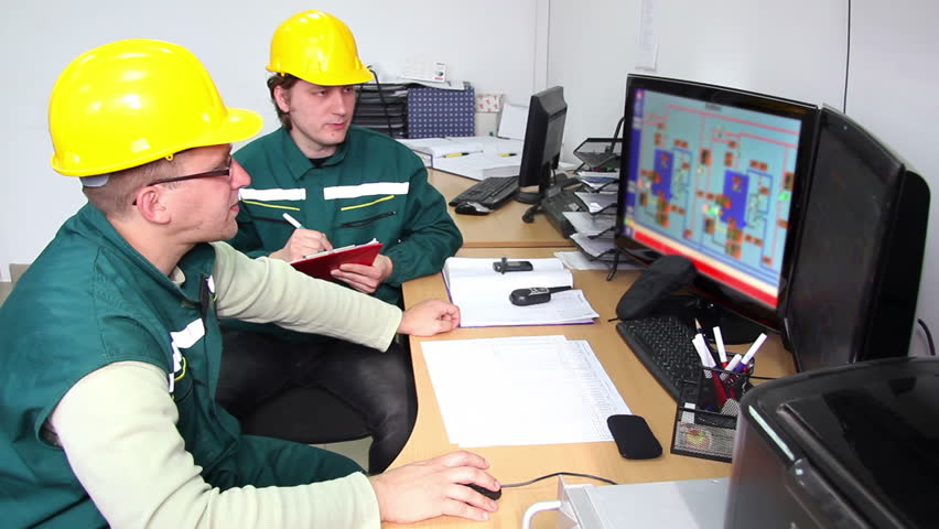 Stock video of industrial workers in a control room,working | 3208009 ...
