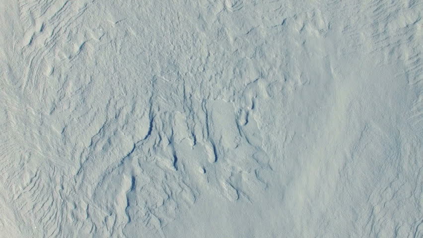 4K. Flight And Takeoff Above Snow Fields In Winter, Aerial Top View ...