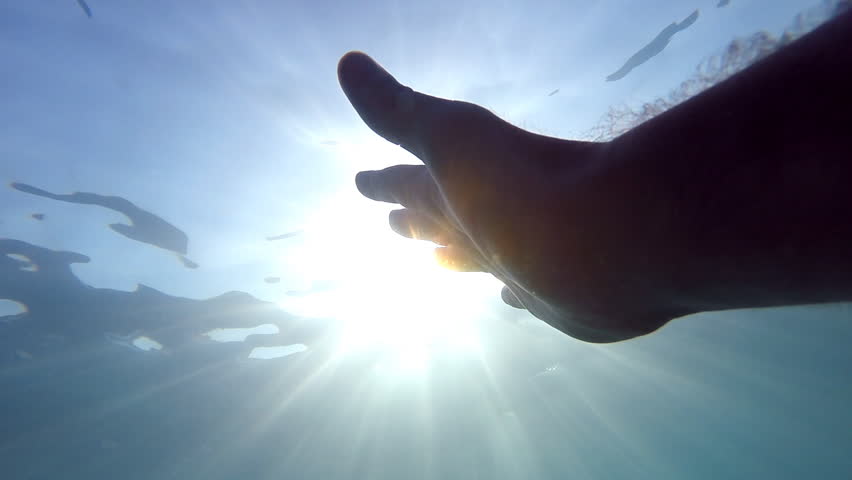 Man Drowning In Deep Sea Water, Hand Asking For Help Sticking Out ...