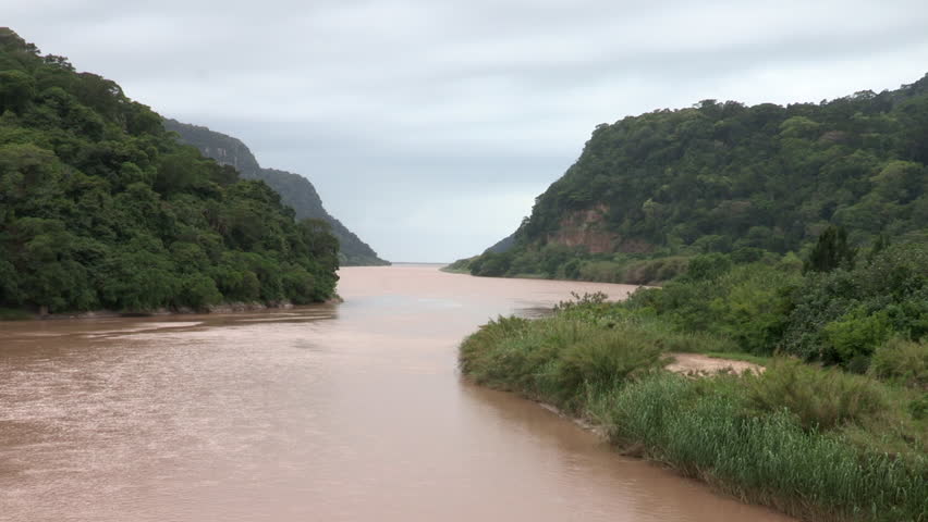 Wide Pan Of The Port St John's Umzimvubu River Estuary Along The ...