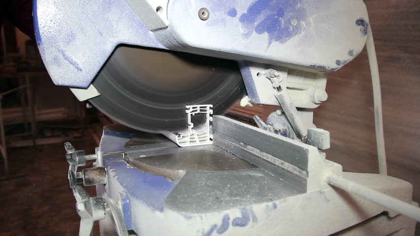 Stock video of pvc window frame cutting machine.circular saw | 3369779 ...