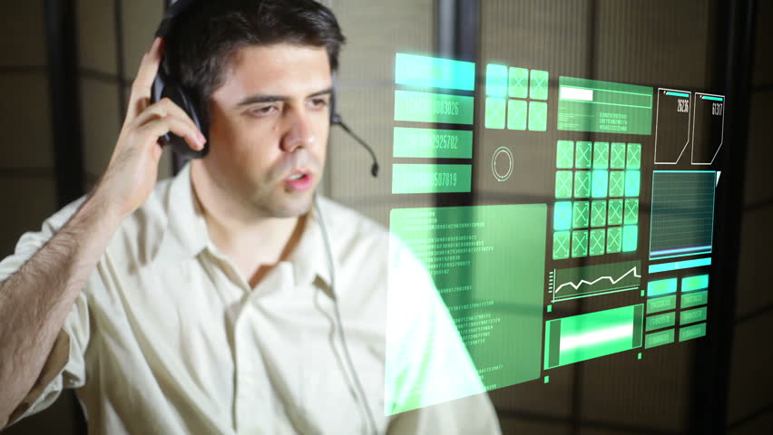 Stock video of talking on a headset, tech support | 3430669 | Shutterstock