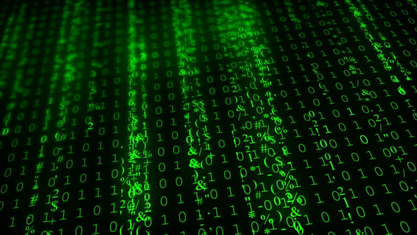 Digital Earth - Data Code Matrix Intro. Camera Moving Back From Extreme ...