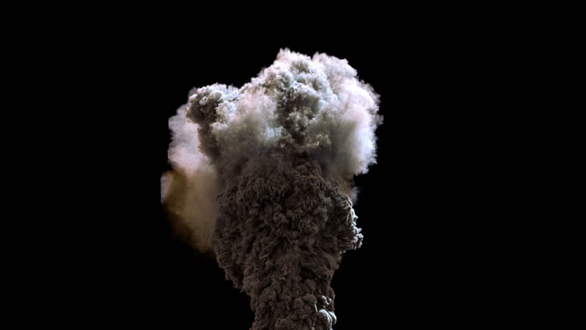 Explosion With Smoke, Top Down Vertical View, Isolated On Black ...