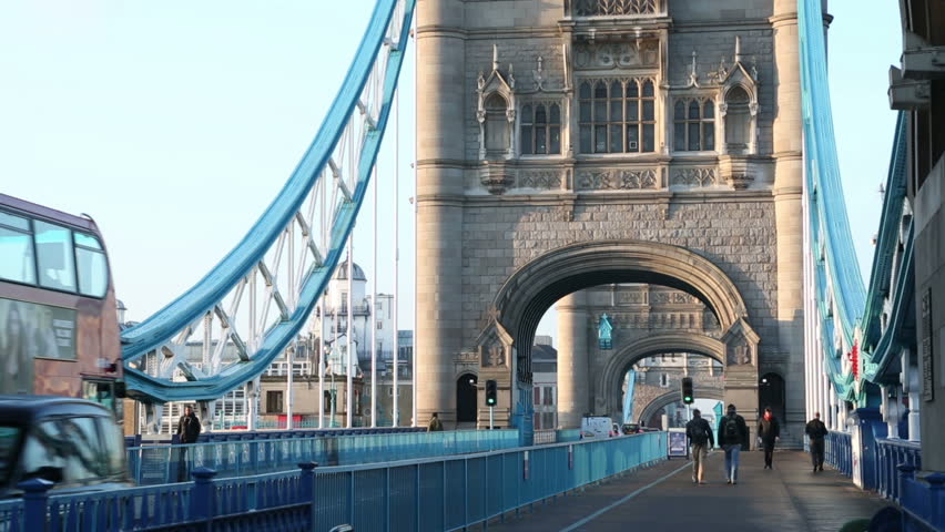 TOWER BRIDGE, LONDON, ENGLAND - MARCH 1, 2017: Beautiful 4K Footage Of ...