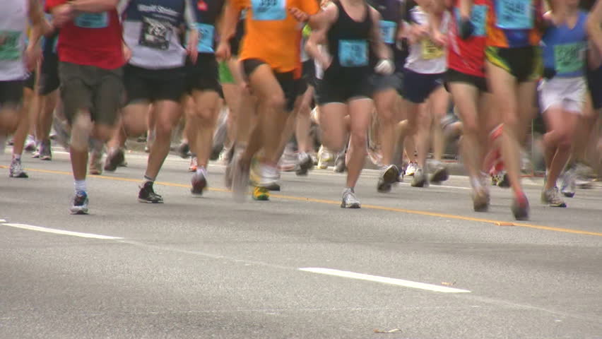 Group Of People Running In A Marathon Stock Footage Video 708316 ...