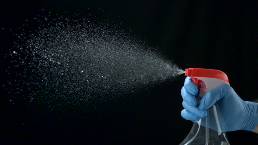Using Spraying Bottle And Cleaning On Black Background Shooting With ...