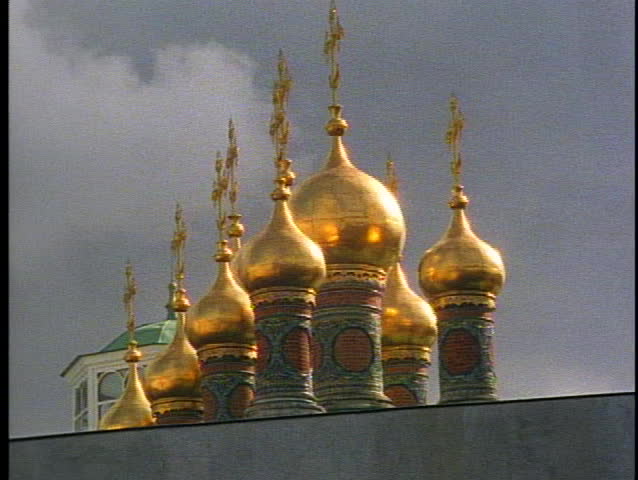 Russia, Three Gold Onion Domes, Close-up, Tilt Up, Stock Footage Video ...