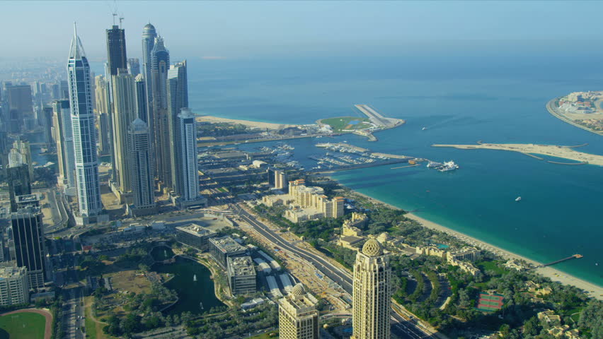 Aerial View Dubai City Coastline, Stock Footage Video (100% Royalty ...