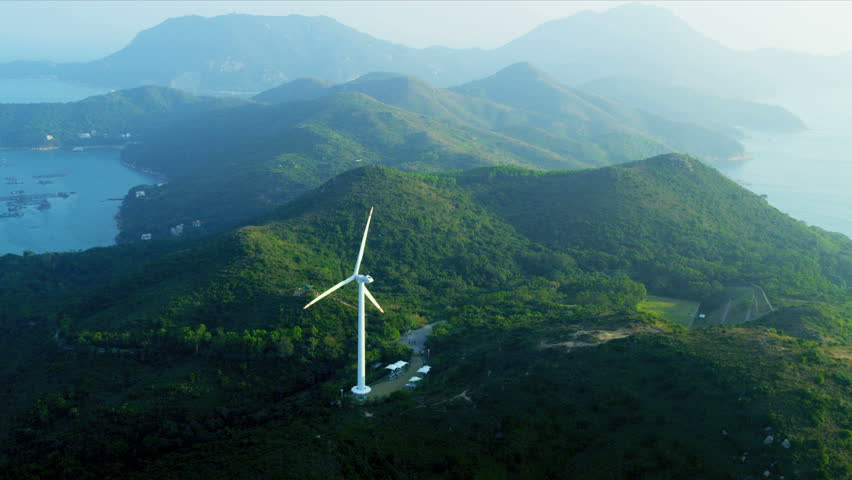 Aerial View Of Wind Turbine On Lamma Island, Hong Kong, China, Asia ...