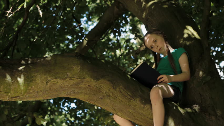 Girl Read On Tree