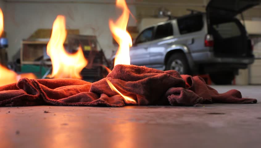Oil Soaked Rags Catch On Stock Footage Video (100% Royalty-free ...