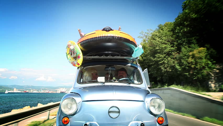 Family Driving in Small Car Stock Footage Video (100% Royalty-free ...