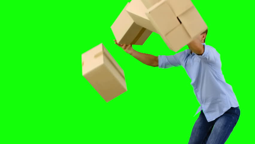 Clumsy Man Dropping Boxes Down Stock Footage Video (100% Royalty-free ...