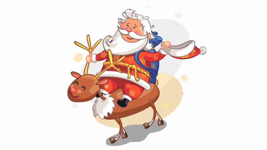 Stock video of santa riding on reindeer rudolph - | 4203859 | Shutterstock