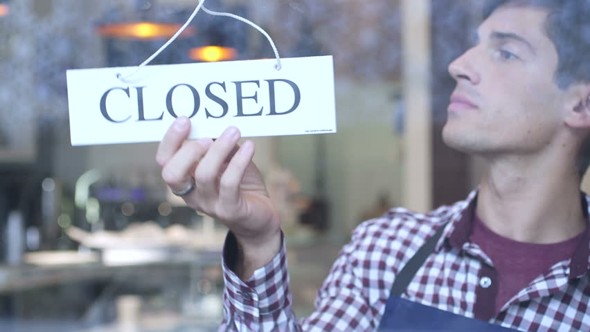 Woman Flipping Over Cafe Closed Sign Stock Footage Video 4219543 ...