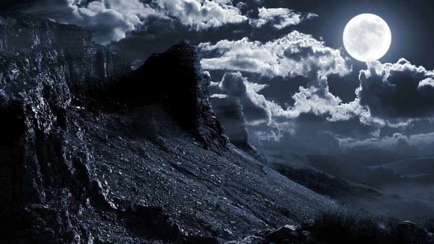 Moon Clouds Mountains