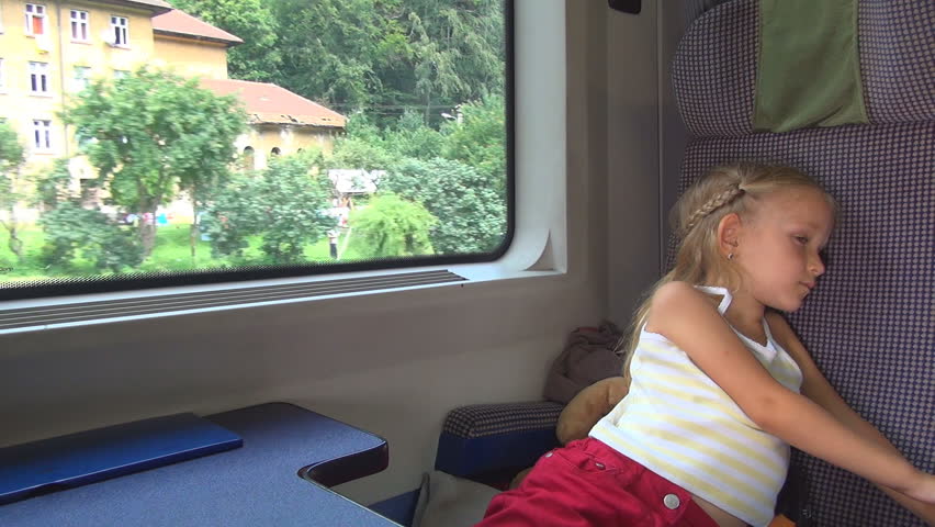 Stock video of child, tourist traveling by train, sleepy | 4413599 ...