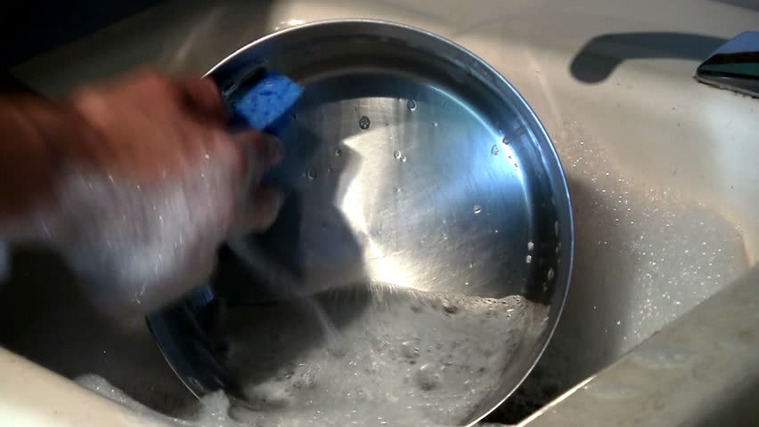 Stock video of hands washing pot in a sink | 457189 | Shutterstock