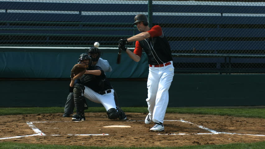 Baseball Player Hitting Ball, Slow Motion Stock Footage Video 4630025 ...