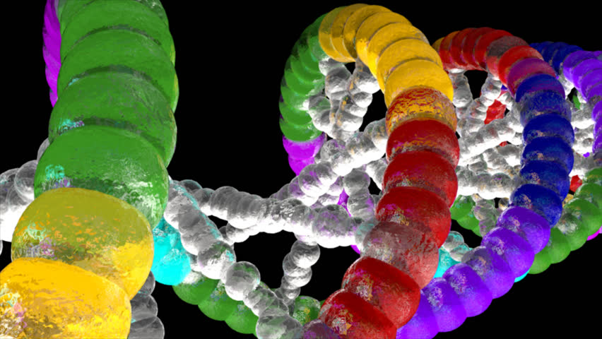Fly Through Zoom To 3d Illuminated Colourful Coiled Genetic Material ...