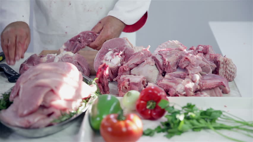 Piles of Meat On Butchers Stock Footage Video (100% Royalty-free ...