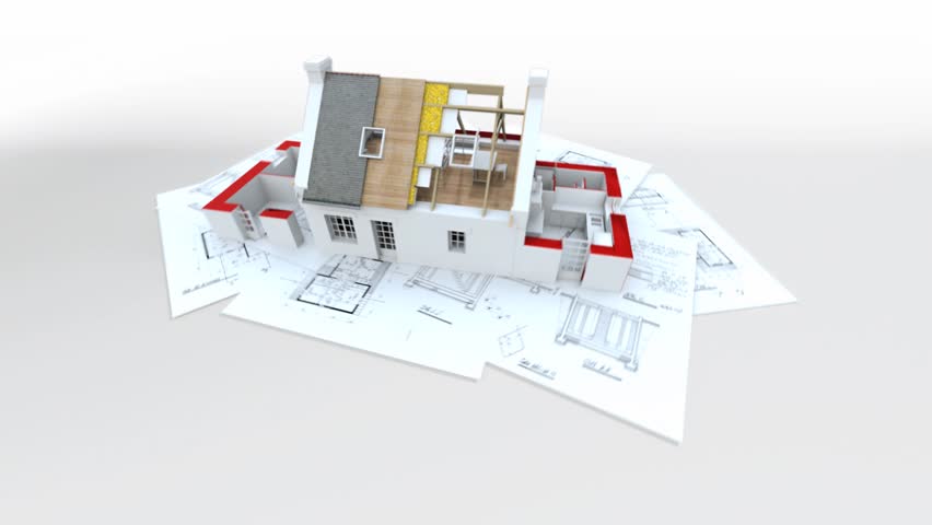 3D Animation Showing A Home Construction Process, From The Blueprints ...