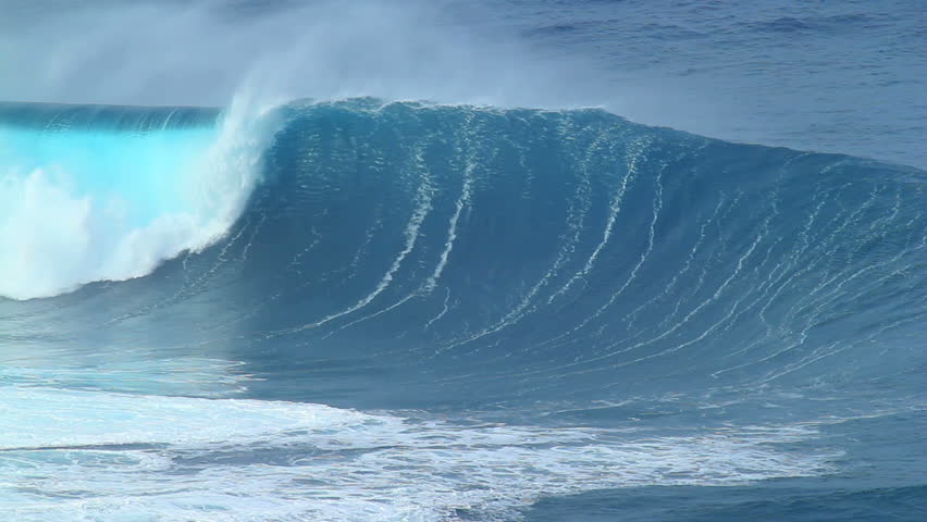 Stock video of beautiful blue giant ocean wave crashing | 5087039 ...