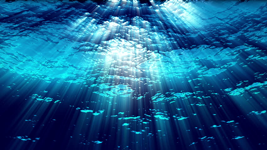 Beautiful Underwater Sea Scene View With Natural Light Rays, Shining ...