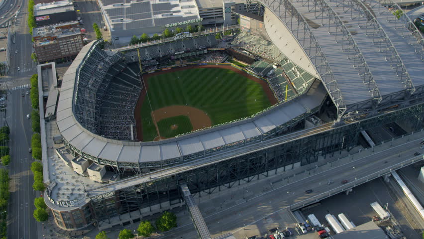 Seattle - July 2013: Aerial Dusk View Safeco Field Baseball Stadium ...