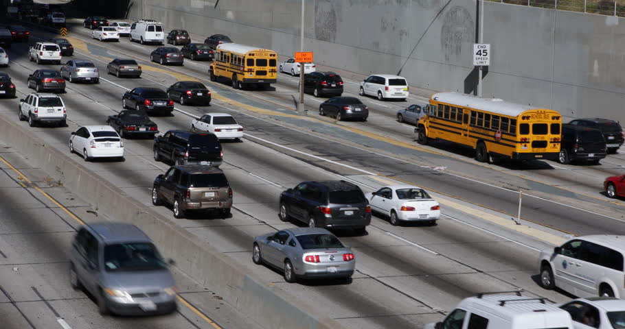 Traffic Jam On Freeway, USA, Downtown Los Angeles, LA, California ...