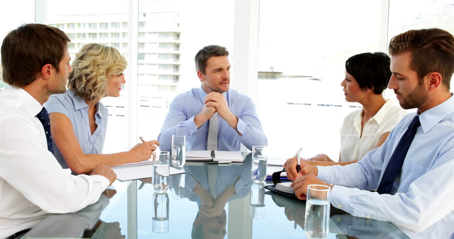 Angry Businessman Yelling At Employees During A Meeting In Office Board ...