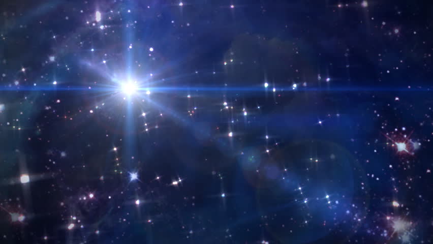 The Starry Night Lens Flare Star Cross In Space Filmati e video d ...