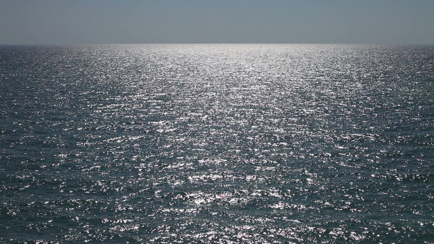 Ocean Seascape Horizon Over Water. Glittering Waves. Outdoor Sunny ...