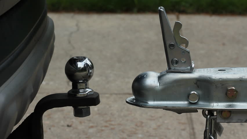 Stock video of taking trailer off ball hitch. lifting galvanized ...