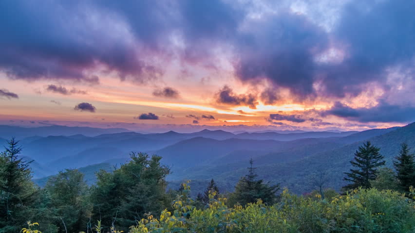 Vibrant Blue Ridge Mountain Sunset Stock Footage Video (100% Royalty ...